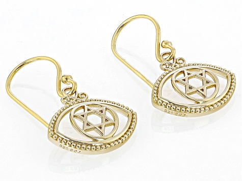 Evil Eye & Star of David 18k Yellow Gold Over Sterling Silver Earrings ...