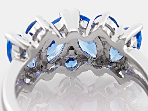 Blue Lab Created Spinel Rhodium Over Sterling Silver Ring 2.28ctw ...