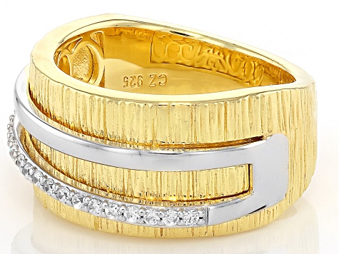 White Cubic Zirconia 18k Yellow Gold Over Sterling Silver Ring 0.28ctw - VKJ117 | JTV