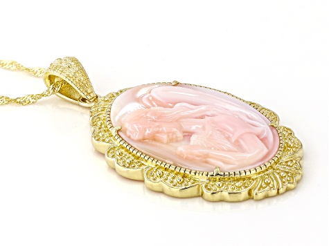 Pink Conch Shell 18k Yellow Gold Over Sterling Silver Pendant With ...
