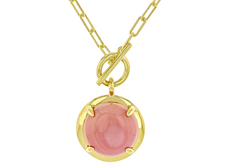 Pink Conch Shell 18k Yellow Gold Over Sterling Silver Necklace ...
