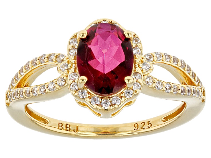 Magenta Petalite 18k Yellow Gold Over Sterling Silver Ring 1.42ctw ...