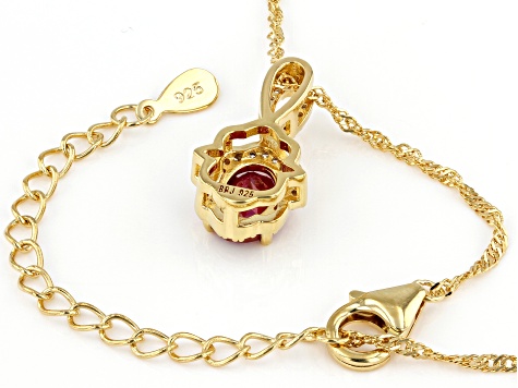 Magenta Petalite 18K Yellow Gold Over Sterling Silver With Chain 1 ...
