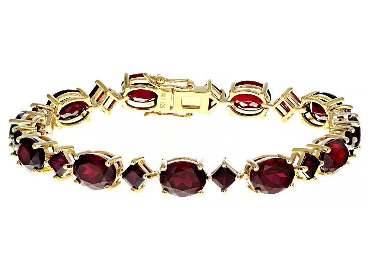 Lab Created Ruby 18K Yellow Gold Over Sterling Silver Bracelet 31.95ctw