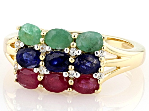 Mahaleo(R)Ruby, Mahaleo(R)Sapphire, Emerald & White Zircon 18k Yellow ...