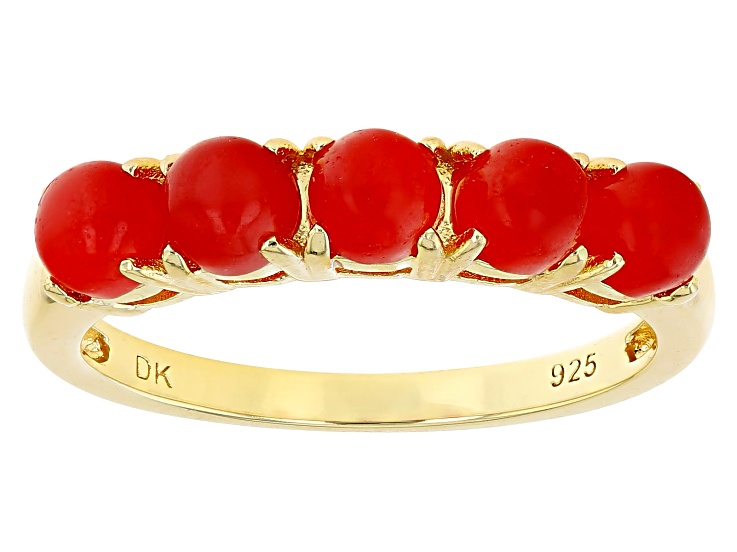 Red Jadeite 18k Yellow Gold Over Sterling Silver Ring - WIG948A | JTV