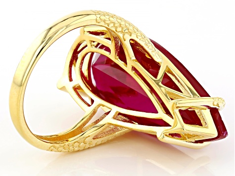 Lab Created Ruby 18k Yellow Gold Over Sterling Silver Ring 17.88ctw ...