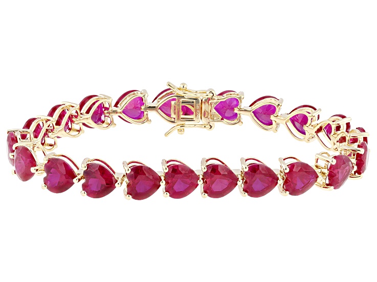 Red Lab Created Ruby 18k Yellow Gold Over Sterling Silver Bracelet 44 ...