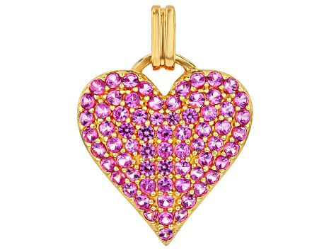 Pink Lab Created Sapphire 18K Yellow Gold Over Sterling Silver Pendant ...