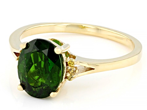 Chrome Diopside With Yellow Diamond 18k Yellow Gold Over Sterling ...