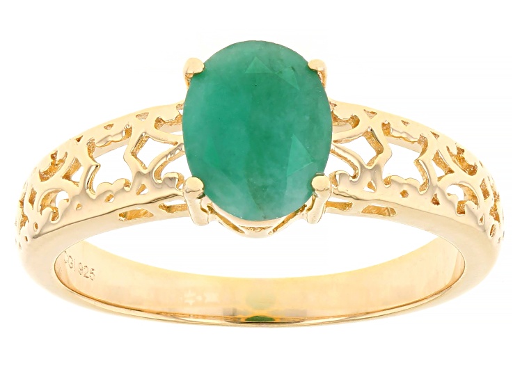 Emerald 18k Yellow Gold Over Sterling Silver Ring 1.13ct - WPD207 | JTV