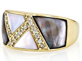 Black And White Mother-of-Pearl 18k Yellow Gold Over Sterling Silver ...