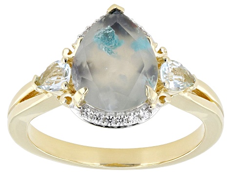 Aquadite® With Aquamarine & White Zircon 18k Yellow Gold Over Sterling ...