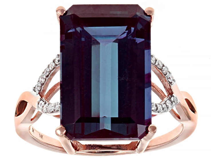 Blue Lab Created Alexandrite 14k Rose Gold Ring 8.16ctw - WPG415 | JTV