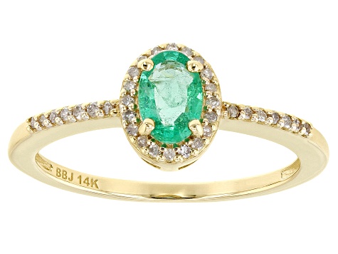 Emerald And White Diamond 14k Yellow Gold Ring 0.46ctw - WPG728 | JTV