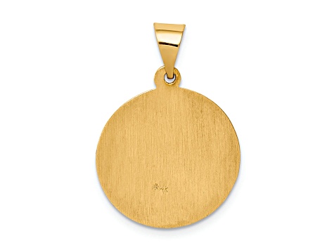 14K Yellow Gold Polished and Satin St Raphael Medal Hollow Pendant ...