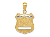 14K Two-tone Gold Textured Police Badge Pendant - 116B1A | JTV