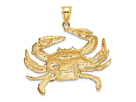 14k Yellow Gold Textured Blue Crab Charm - 118V1A | JTV
