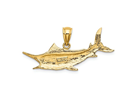14k Yellow Gold 2D Textured Marlin Fish Charm - 11F58A | JTV