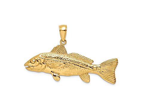 10K Yellow Gold 3D Textured Red Fish Charm - 11KZ3A | JTV