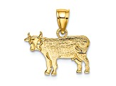 14k Yellow Gold Flat Textured Cow Charm - 11MQ0A | JTV