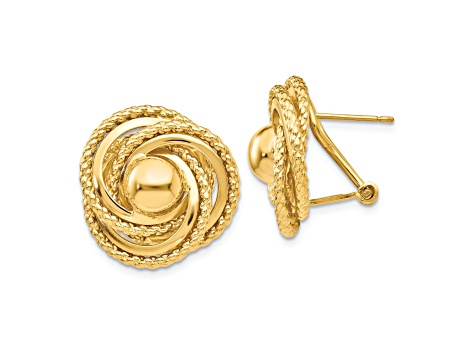 14k Yellow Gold 19mm Polished and Diamond-Cut Twisted Fancy Stud ...