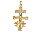 14K Yellow and White Gold Cara Vaca Crucifix Pendant - 120H2A | JTV
