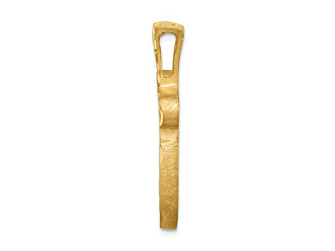 14k Yellow Gold Brushed and Diamond-Cut Filigree Chai Pendant - 121R4A ...