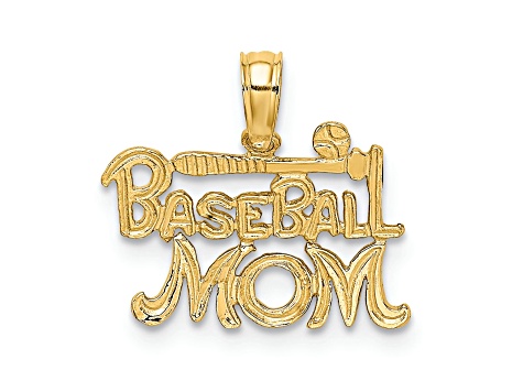 14k Yellow Gold Textured BASEBALL MOM Charm - 12BBRA | JTV