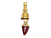 14k Yellow Gold 3D and Textured Maroon Enamel Closed Toe High Heel ...