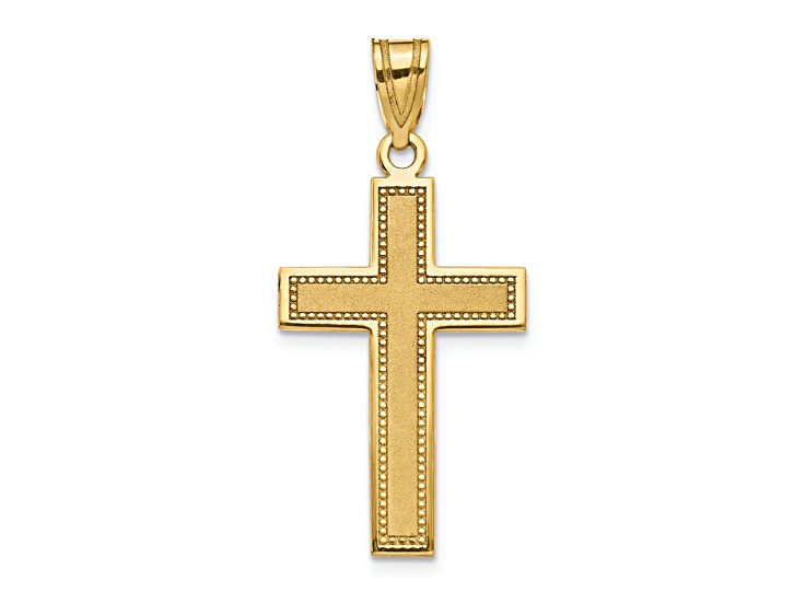 14K Yellow Gold Large Satin Cross Pendant 12FFVA JTV