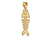 14k Yellow Gold 3D Polished and Textured Fishbone Charm - 12H3VA | JTV