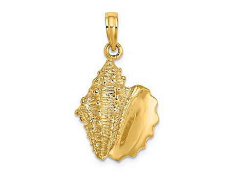 10K Yellow Gold 2D Textured Conch Shell Charm - 12PD7A | JTV