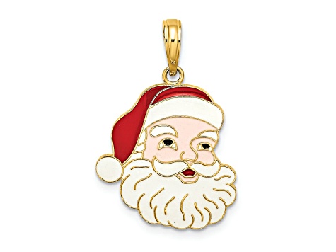 14k Yellow Gold with Enamel Santa Face Charm - 12PP2A | JTV