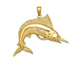 10K Yellow Gold 2D Polished Satin and Textured Striped Marlin Charm ...