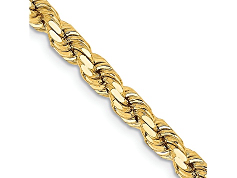 14k Yellow Gold 4.25mm Solid Diamond-Cut Rope 20 Inch Chain - 12VDJC | JTV