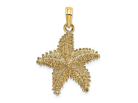 10K Yellow Gold Beaded Textured Starfish Charm - 13601A | JTV