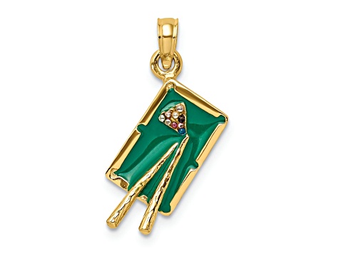 14k Yellow Gold Multi-Color Enamel Textured 3D Pool Table Charm ...