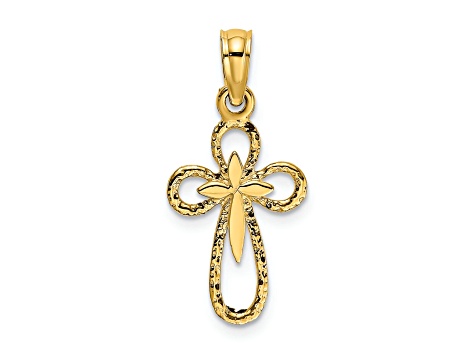 14k Yellow Gold Cut-Out Cross with Small Interior Cross Charm - 13FTJA ...