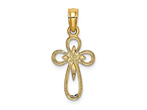14k Yellow Gold Cut-Out Cross with Small Interior Cross Charm - 13FTJA ...