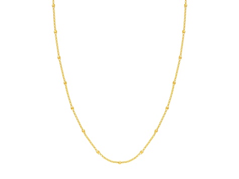 14k Yellow Gold 3mm Disco Bead Rolo Chain 20 inch Necklace - 13HTFB | JTV