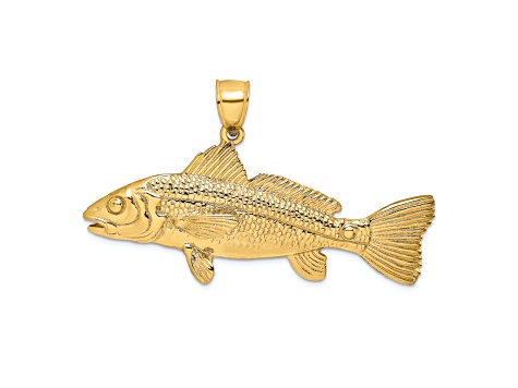 14k Yellow Gold Textured Red Fish Pendant - 13JNVA | JTV