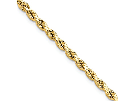 14k Yellow Gold 3mm Diamond-Cut Rope 16 Inch Chain - 1408YA | JTV