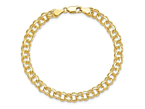10k Yellow Gold 5.5mm Double Link Charm Bracelet - 1452HB | JTV