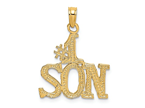 14k Yellow Gold Textured #1 Son pendant - 14753A | JTV