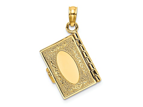 14k Yellow Gold 3D Textured Openable Hebrew Hinged Ten Commandments ...