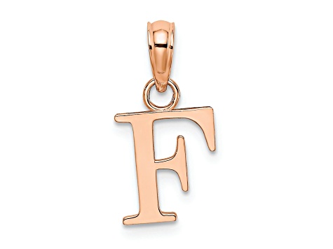 14k Rose Gold Polished Block Letter F Initial Pendant - 14K6MAF | JTV