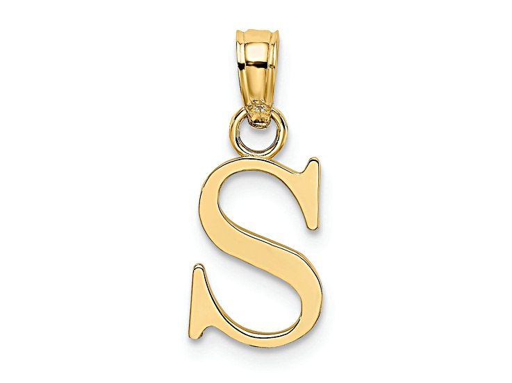 14k Yellow Gold Polished Block Letter S Initial Pendant - 14K6MS | JTV