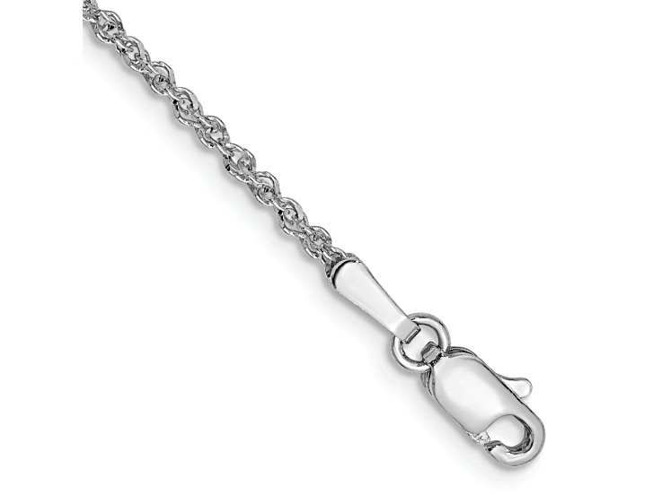 Rhodium Over 14k White Gold Diamond-Cut Ropa Link Bracelet - 14P8VA | JTV