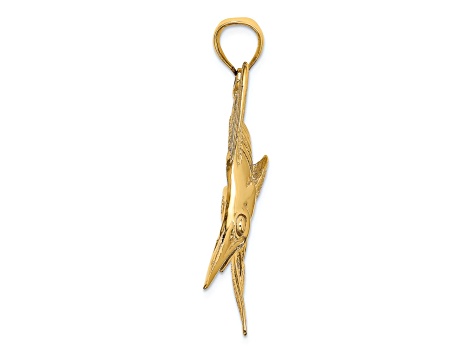 14k Yellow Gold Textured and Satin 2D Blue Marlin Charm - 14VW1A | JTV